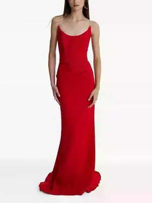 MOOS STUDIO Silence Corset-bodice Fishtail Maxi Dress - Red