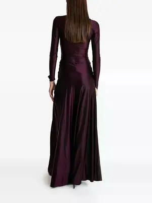 MOOS STUDIO Velvet High-neck Maxi Dress - Purple