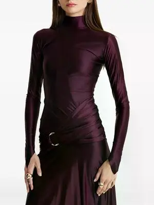 MOOS STUDIO Velvet High-neck Maxi Dress - Purple