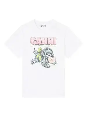GANNI Puppy Graphic T-shirt - White