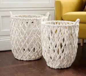 HOME REFLECTIONS As Is Set Of 2 Nesting Rope Floor Baskets - One-color
