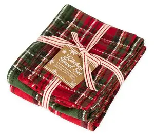 DESIGN IMPORTS S/3 Boughs Of Holly Plaid Kitche N Linens - One-color