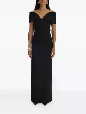 MOOS STUDIO Muse Off-shoulder V-neck Maxi Dress - Black