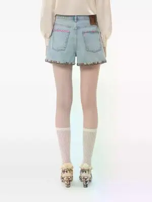 Valentino Garavani Embroidered Denim Shorts