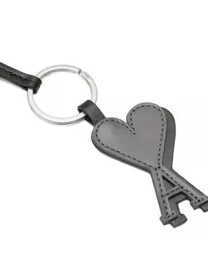 AMI Paris De Coeur Leather Keyring - Grey