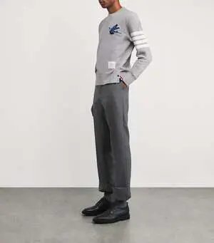 Thom Browne Cotton Embroidered Bird Sweatshirt - Grey