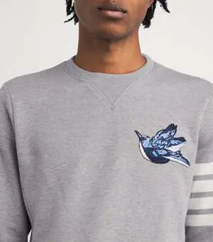 Thom Browne Cotton Embroidered Bird Sweatshirt - Grey