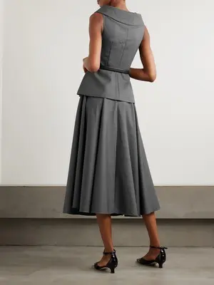 SELF-PORTRAIT Belted Wool-blend Midi Dress