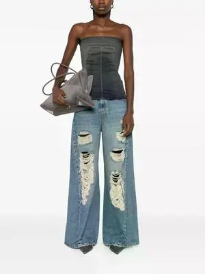 Blumarine Wide Leg Distressed Jeans