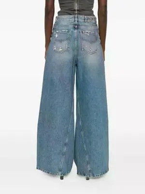 Blumarine Wide Leg Distressed Jeans