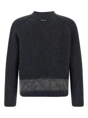 Dsquared2 Ribbed Knit Sweater With Wool Insert - Grey
