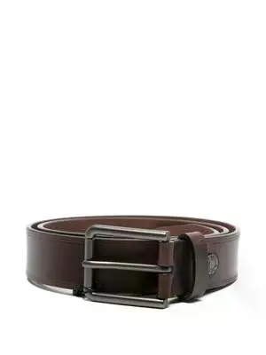 Paul & Shark Leather Belt With Gunmetal-tone Buckle - Brown