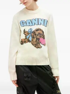 GANNI Puppy Logo Intarsia Sweater