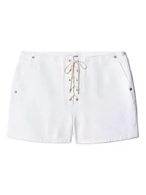 RE/DONE The Boardwalk Lace-up Denim Shorts - White