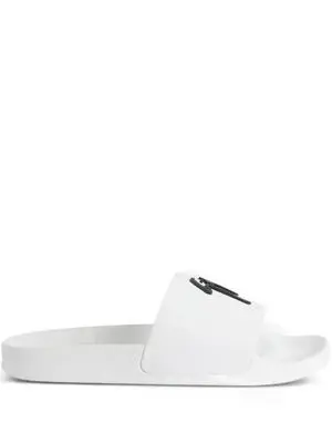 GIUSEPPE ZANOTTI Brett Logo-embellished Slides - White