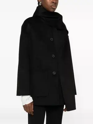 THE DYNAMIS STUDIO Patch-pockets Single-breasted Wool Coat - Black