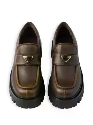 Prada Triangle-logo Platform Leather Loafers