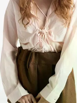 Prada Lace-up Cotton Shirt - Pink