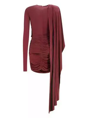 Andamane Draped Long-sleeve Dress - Red