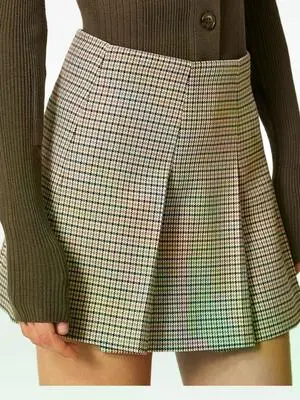TWINSET Houndstooth Pleated Mini Skirt