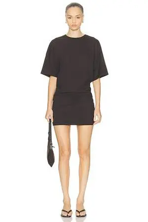 Enza Costa Short Sleeve Supima Curve Mini Dress - Coffee Bean