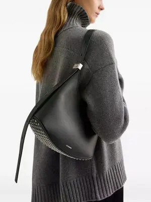 JIL SANDER Eldorado Studded Shoulder Bag - Black