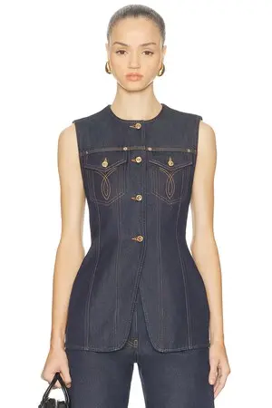 Versace Denim Vest - Blue Black