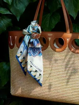 FERRAGAMO Floral-print Silk Scarf - Blue