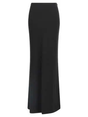 Alessandra Rich Long Silk Crepe Skirt - Black