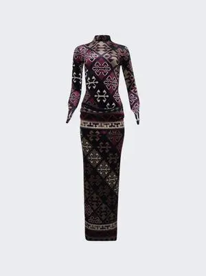Burc Akyol Carpet Printed Velvet Dress - Multicolor