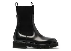 FERRAGAMO Cleated-sole Leather Chelsea Boots - Black