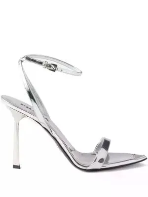 Prada Metallic Leather Stiletto Sandals With Ankle Strap