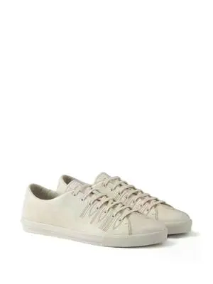 Prada Aged-effect Leather Sneakers - Neutrals
