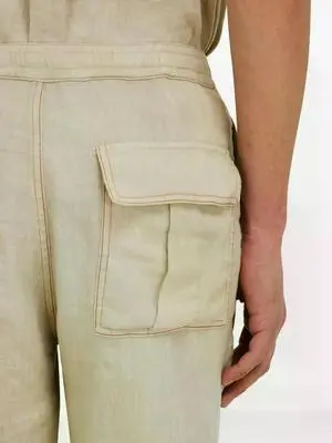 FERRAGAMO Elasticated Waistband Linen Blend Shorts With Flap Pockets