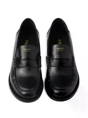Prada Brushed Leather Band Loafers