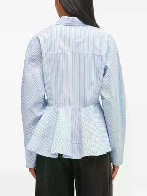 GANNI Stripe Peplum Cotton Shirt
