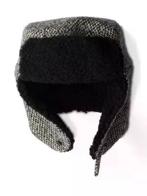 Prada Houndstooth Fleece Trapper Hat - Black
