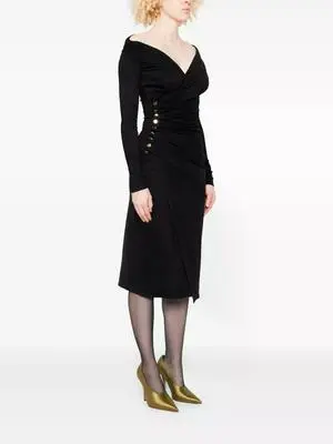 Elisabetta Franchi Side-button Draped Dress