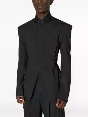 MUGLER Lace-up Padded-shoulder Jacket