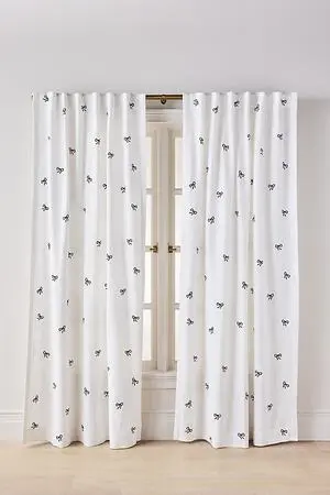 Maeve Cotton Embroidered Bow Curtain - Black