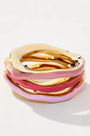 Joanna Laura Constantine Enamel Wave Rings, Set Of 3 - Pink