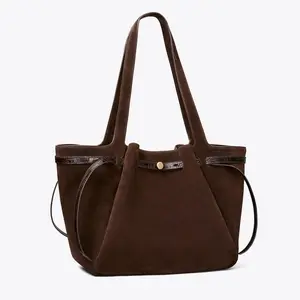Tory Burch Romy Suede Tote - Dark Cocoa