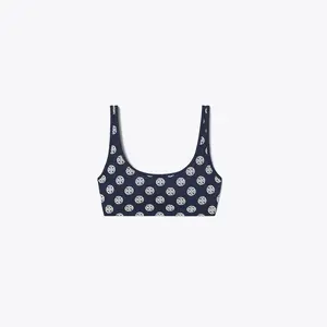Tory Burch T Monogram Compression Scoop-neck Bra