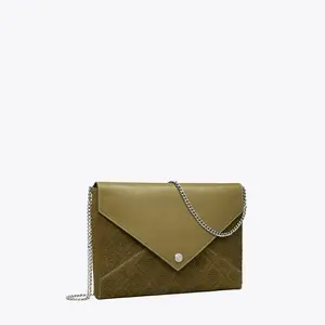 Tory Burch T Monogram Suede Envelope Chain Pouch