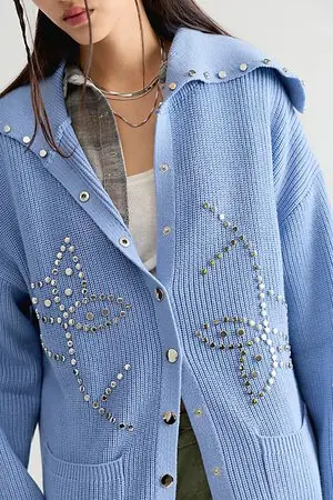 UNDERSTATED LEATHER Possibilities Studded Cardigan