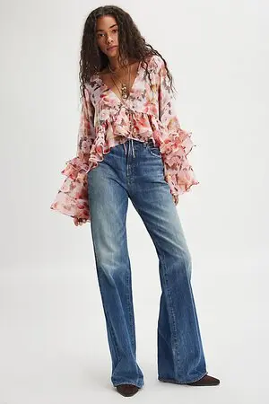 For Love & Lemons Fallen Floral Top