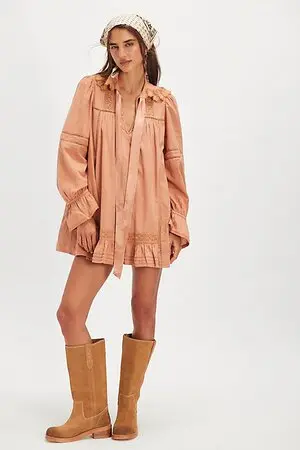 Free People 5 O'clock Time Mini Dress - Peached Copper