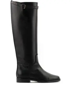 PAUL WARMER Buckle-strap Leather Boots - Black