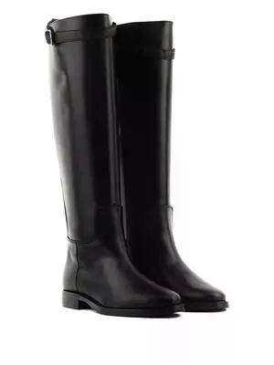 PAUL WARMER Buckle-strap Leather Boots - Black