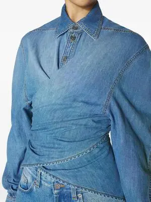 MUGLER Wrap-effect Denim Shirt